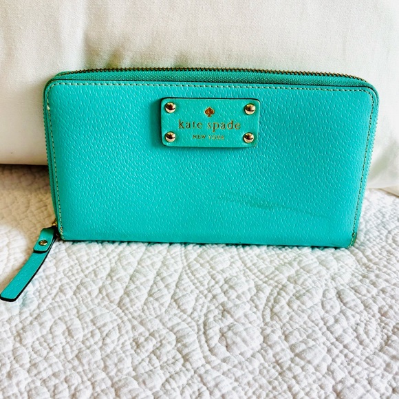 kate spade | Bags | Kate Spade Leather Tiffany Blue Turquoise Zip ...